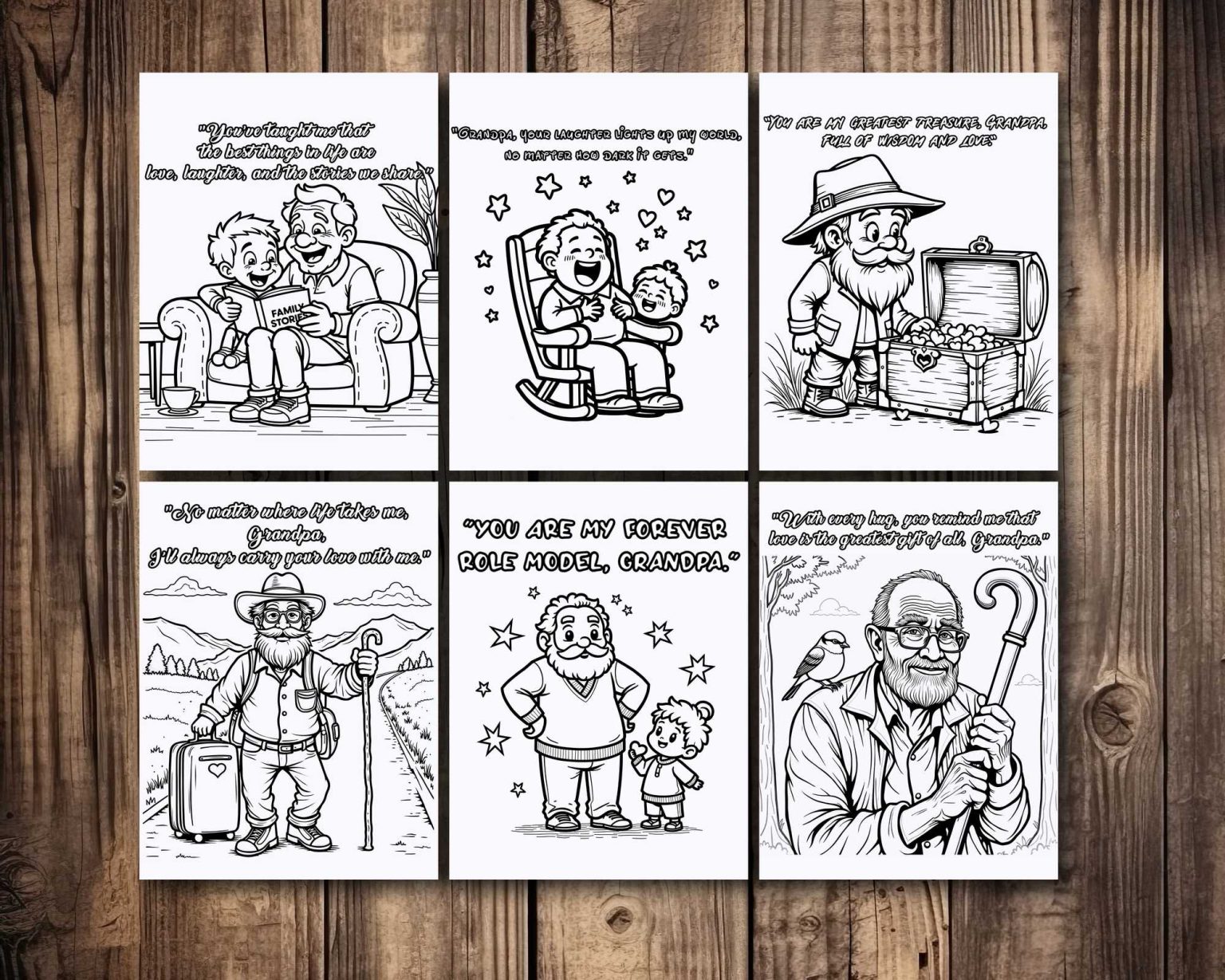 Grandpa’S Love Coloring Pages: Bold & Easy Designs For Adults And Kids ...